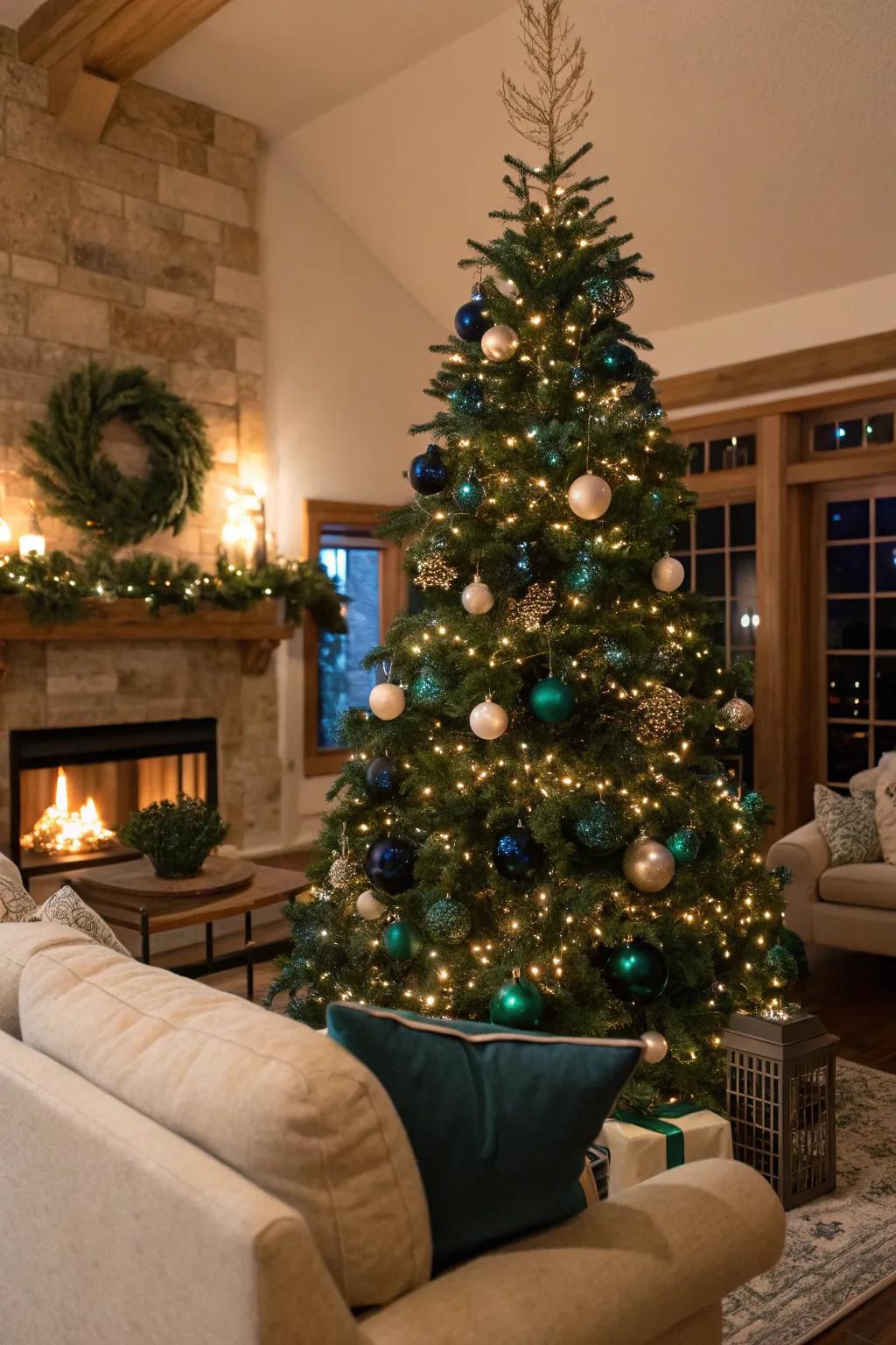 Festive Green and Blue Christmas Tree Decor Ideas - Light and Layer