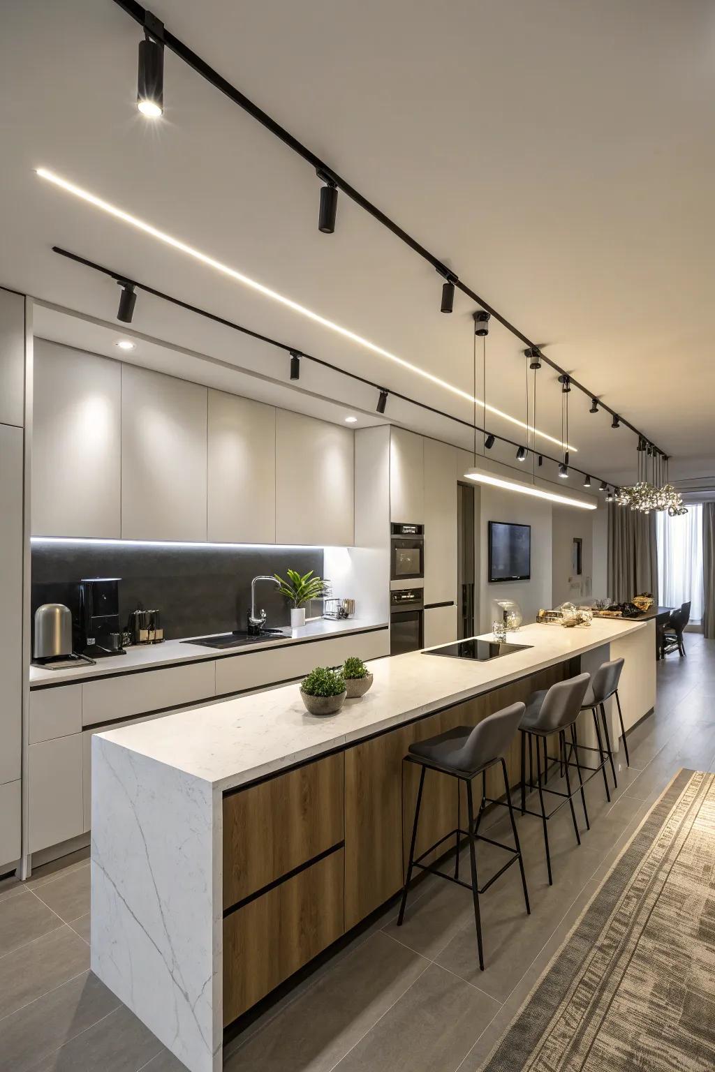 Modern Track Lighting Designs for Contemporary Kitchens - Light and Layer