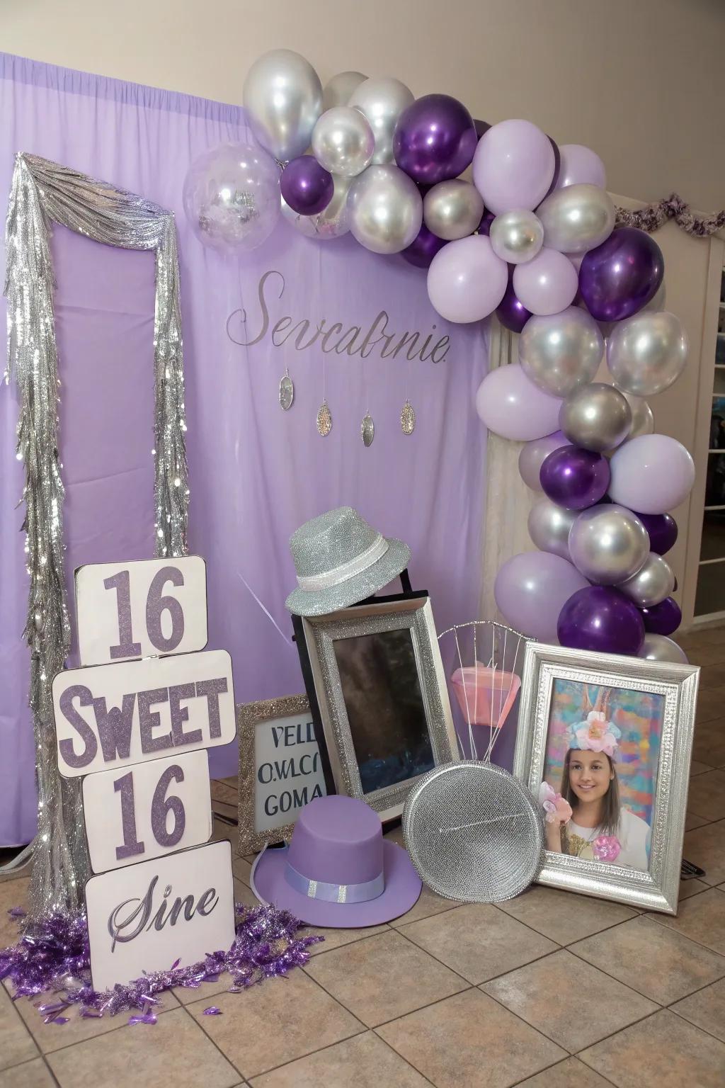 Whimsical Lavender and Silver Sweet 16 Party Decor - Light and Layer