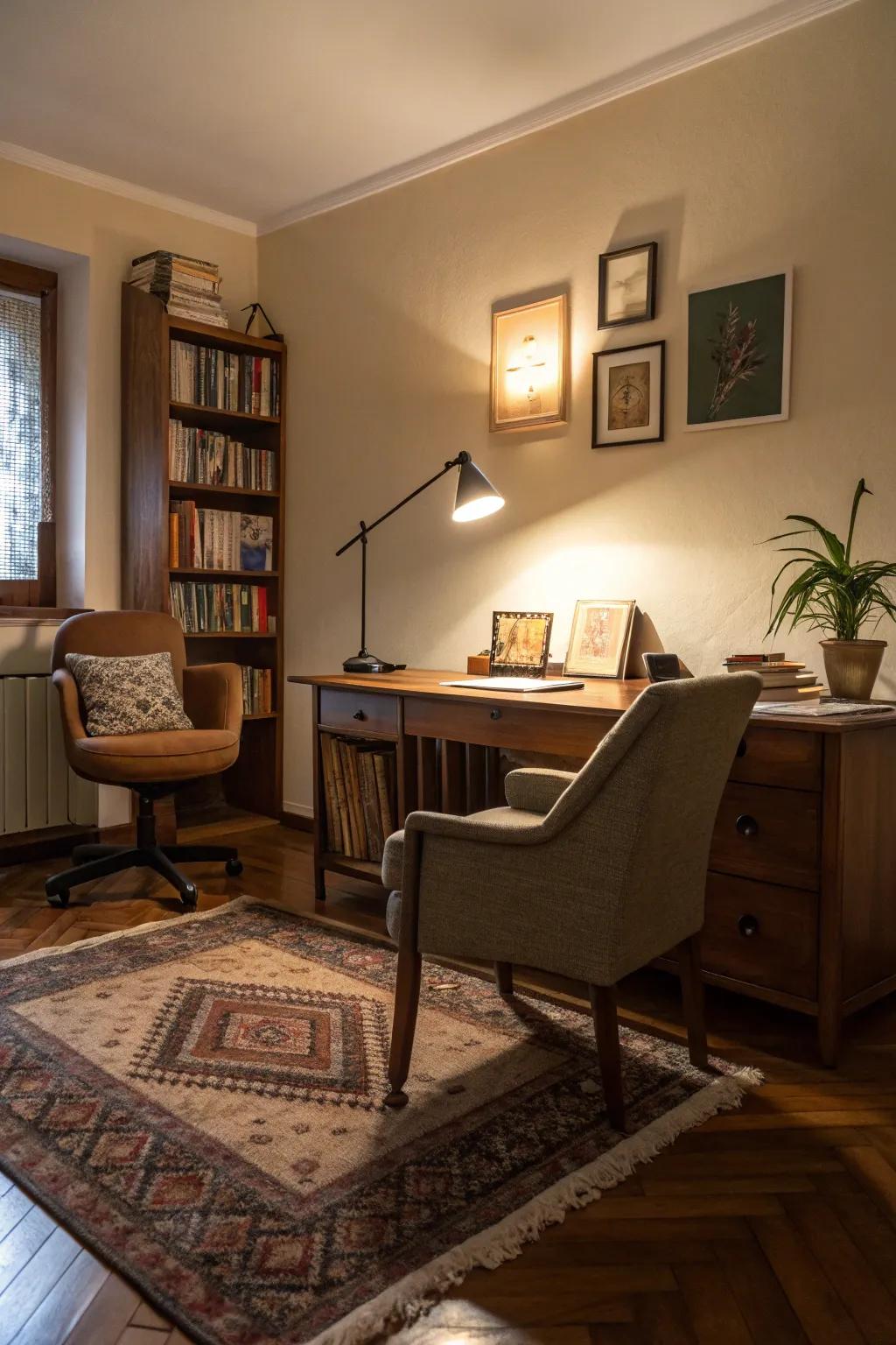 How to Style a Functional Study Area in the Living Room - Light and Layer