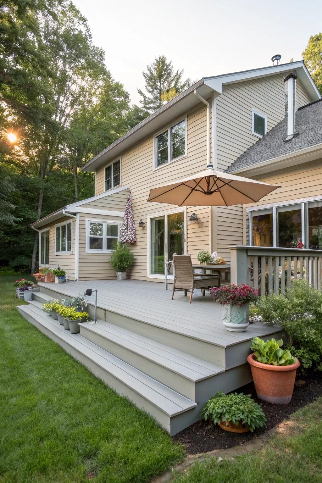 Choosing Wood Deck Colors That Complement a Tan House - Light and Layer