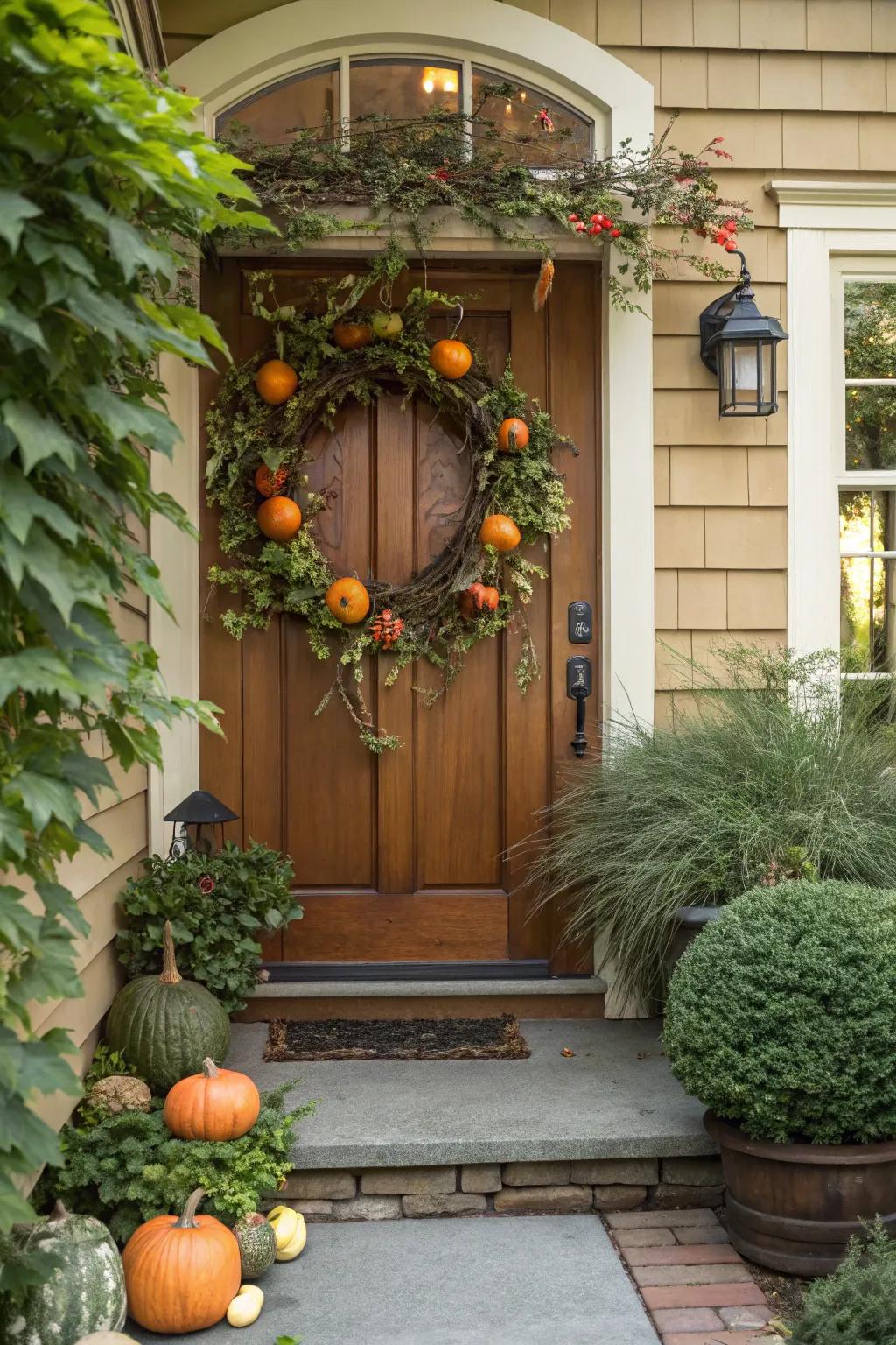 Creative Fall Wreath Door Ideas for a Festive Entryway - Light and Layer