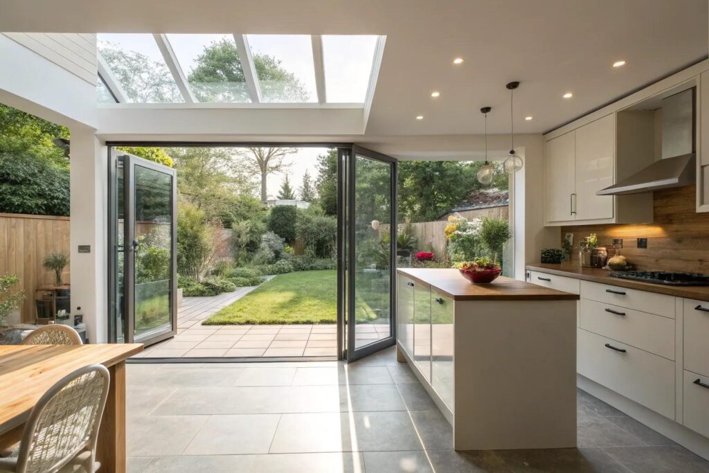 16+ Stylish Bifold Doors Kitchen Extension Ideas