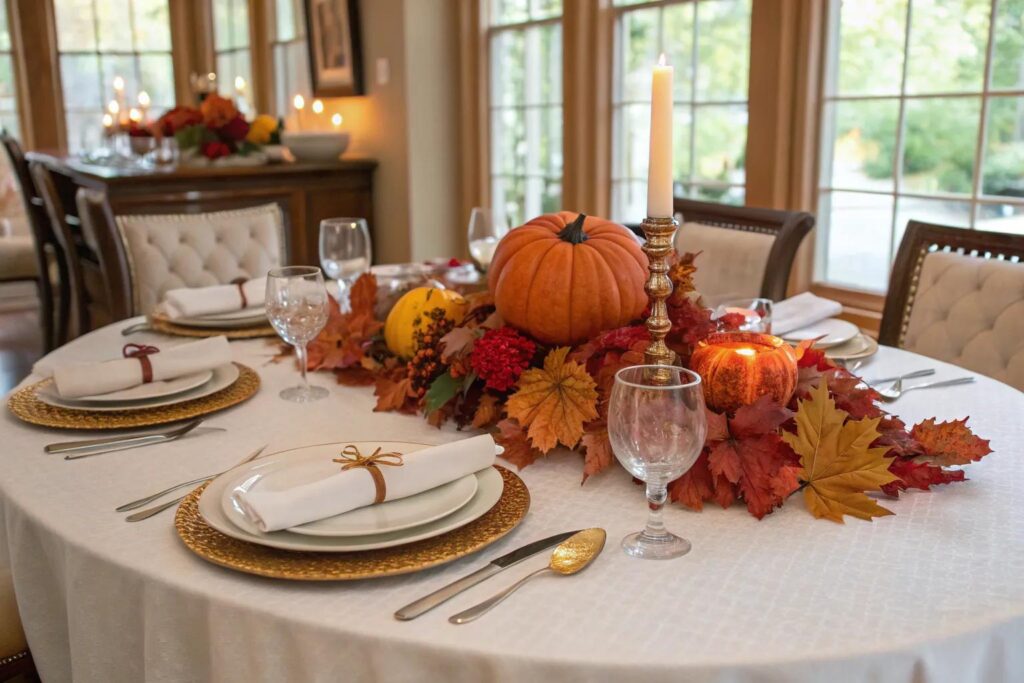 13+ Charming Thanksgiving Round Table Decor Ideas